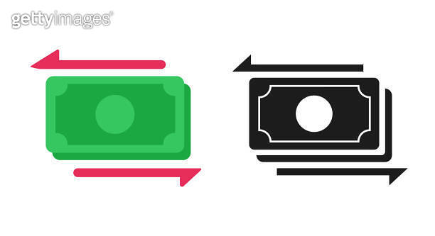 Currency money exchange icon vector glyph graphic, cash swap change ...