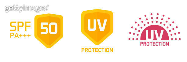 UV protection icon logo, sunlight protect spf 50 label badge graphic ...