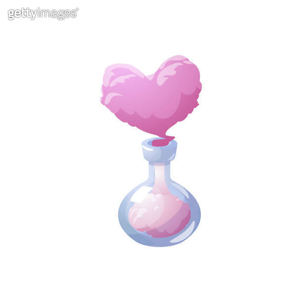 Magic love spell potion in bottle, realistic vector illustration ...