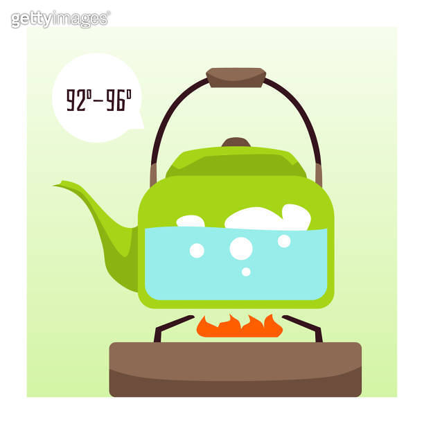 Water boiling in teapot on gas stove, cartoon flat vector illustration ...