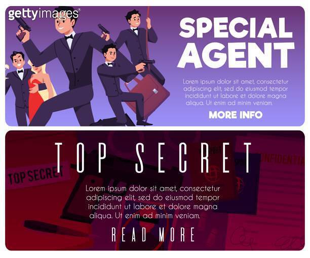 Special secret agent services banners collection, flat vector ...