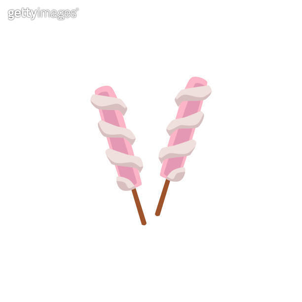 Pink sweets with cream on sticks flat style, vector illustration 이미지 ...