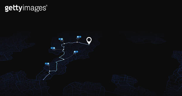 Map mobile app planning travel. Isometric map. Huge city map route ...
