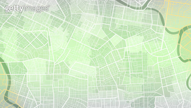 Green city area, background map, streets. Skyline urban panorama ...