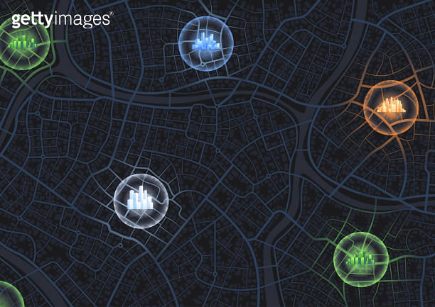 Urban map for travel. Multiple destinations with location system ...