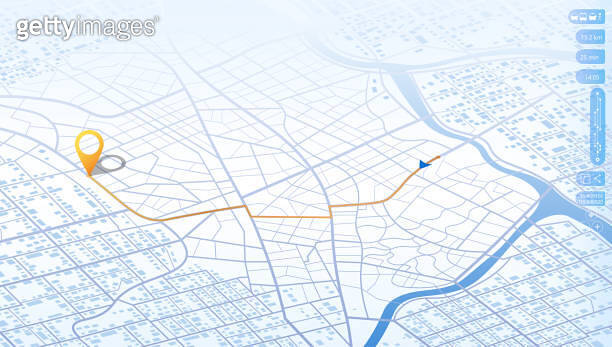 Abstract isometric location tracks dashboard. Gps map infographic ...