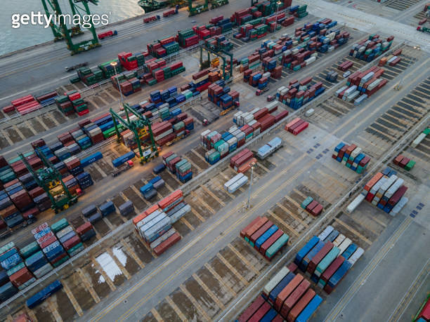 Aerial view of international container storage terminal 이미지 (1455022336 ...