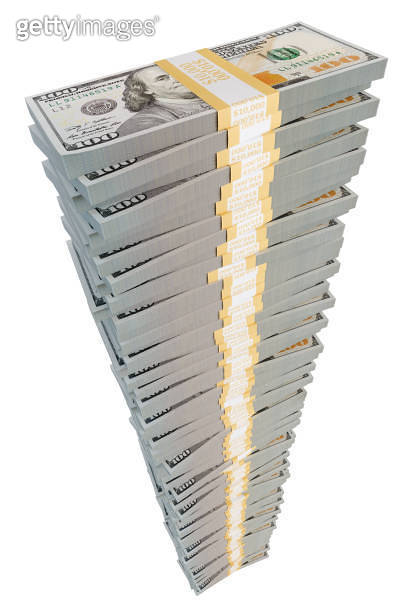 Tall Stack of One Million Dollars in One Hundred Dollar Bills Isolated ...