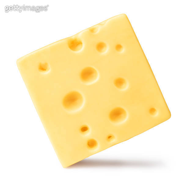 Piece of cheese with shadow on white background 이미지 (1499518734) - 게티이미지뱅크
