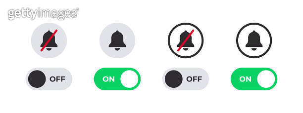 On and Off switch icons. Enable or disable notifications. Vector ...