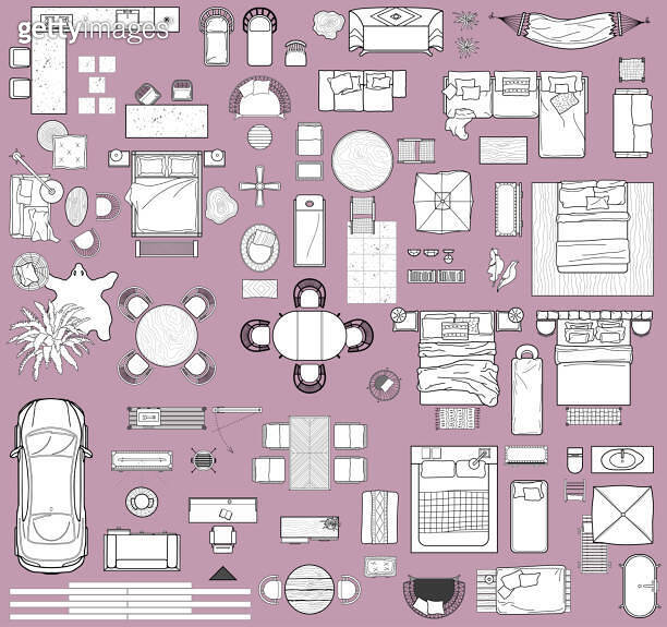 Floor plan icons set for design interior and architectural project ...