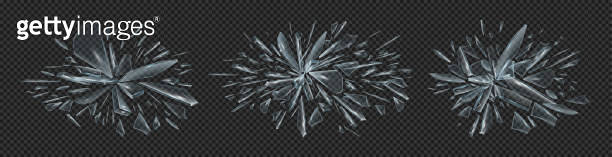 Broken glass fragments pieces splash on transparent background. Shards ...