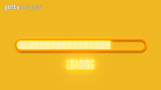 Data loading bar on yellow background, high light loading level, 3d ...