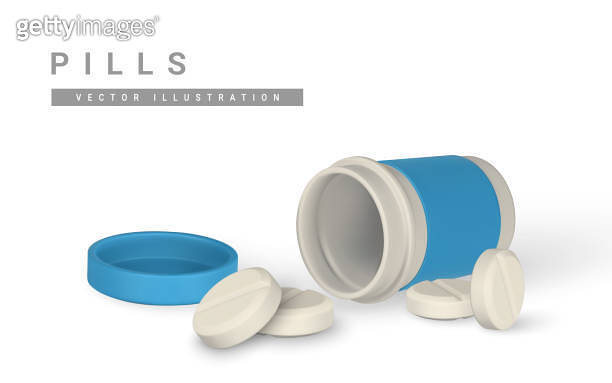 Realistic 3d pills and medicine boxes in cartoon style. Medicine and ...
