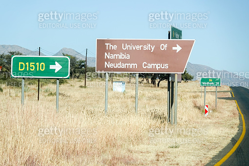Road Sign to University of Namibia (Neudamm Campus) on B6 Road to ...
