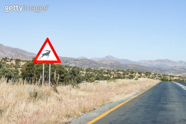 Road Warning Sign on B6 Road to Windhoek in Khomas Region, Namibia ...
