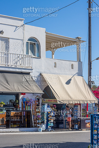 Mini Market in Pyrgos Kallistis on Santorini in South Aegean Islands ...