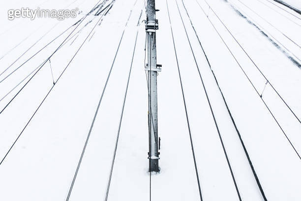 Railway top view background. Train track texture. White transportation ...