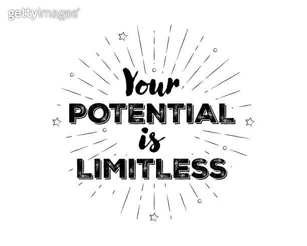Hand-lettered Your Potential is Limitless text with sketchy firework ...