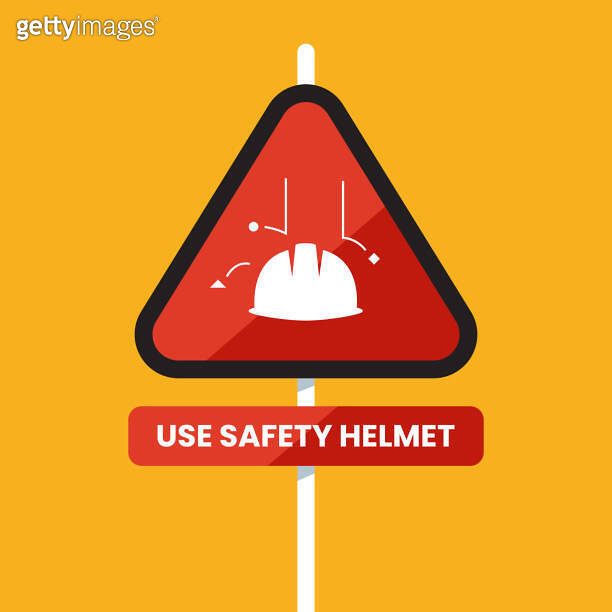 A warning sign for using safety helmet. Isolated Vector Illustration ...