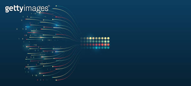 Visualization of Sorting data, Abstract processing of information flow. Vector database ...