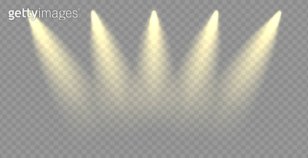 Vector rays of light flare effect. Cinema beam illuminate empty ...