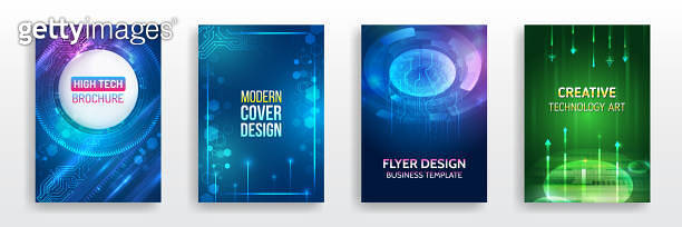 Blue set of hi-tech covers for presentation and marketing. Futuristic ...