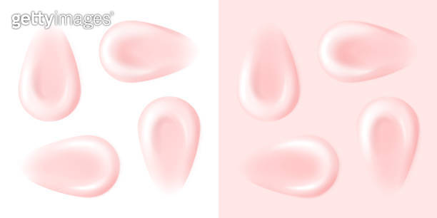 Pink cosmetic cream texture. Skincare lotion smear samples. Gel creme ...