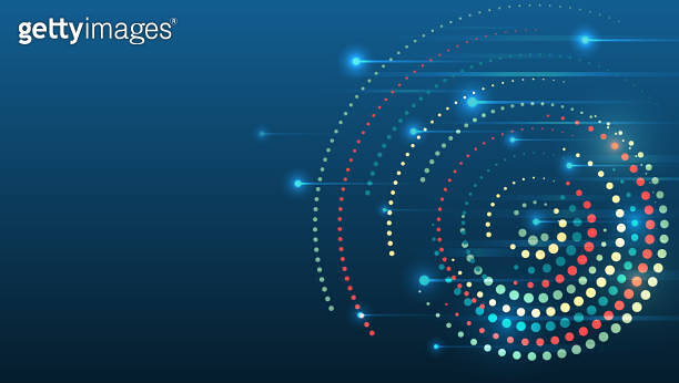 Big data visualization. Abstract stream information with circles array ...