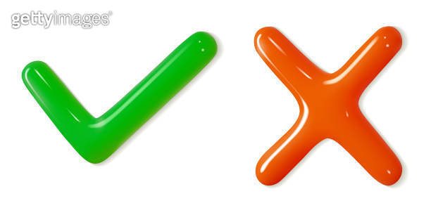 Yes or no 3d glossy bubble check marks. True accept correct answer vs ...