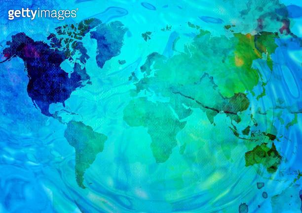 3d illustration of abstract world map floating on water 이미지 (1487016460 ...
