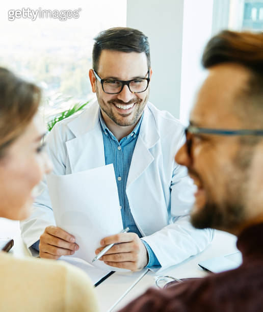 doctor woman man patient hospital care clinic couple young health ...