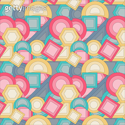Geometric abstract pattern of pink, brink pink, shadow blue, cadet gray ...