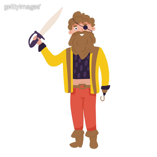 A pirate captain happy friendly cartoon character pointing hand drawing ...