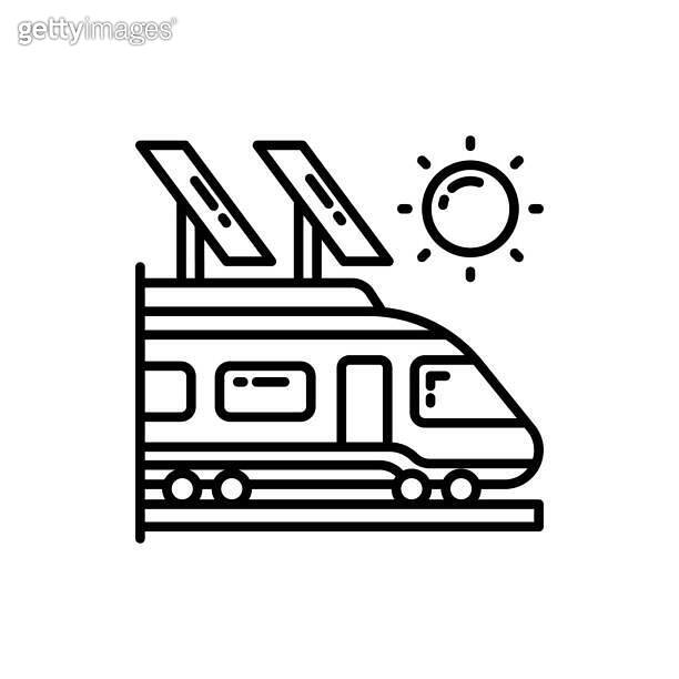 Solar Train icon in vector. Logotype 이미지 (1486826626) - 게티이미지뱅크