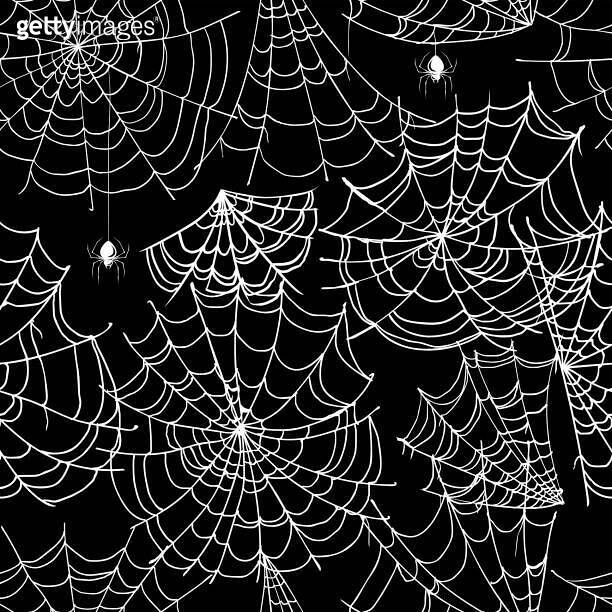 Seamless pattern of spider webs with spiders 이미지 (1730951094) - 게티이미지뱅크