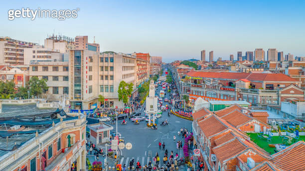 Aerial photography of the Bell Tower Scenic Area in Licheng District ...