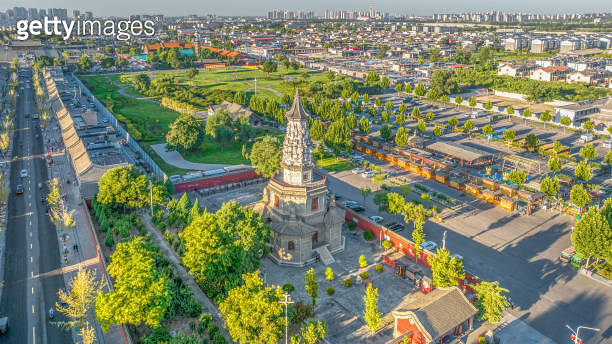 Aerial photo of Guanghui Temple in Zhengding Ancient City, Zhengding ...