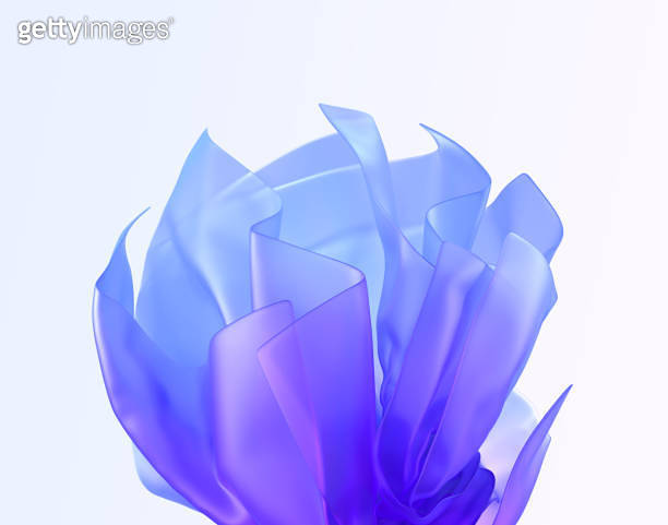 Abstract background with wavy curved translucent film ruffles, layers ...