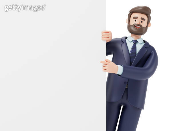 A 3D cartoon character empty white board (1628294593) - 게티이미지뱅크