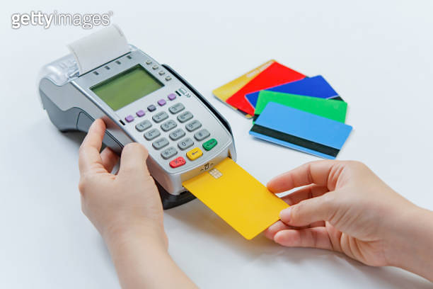 Credit card payment with EDC machine or credit card terminal. 이미지 ...