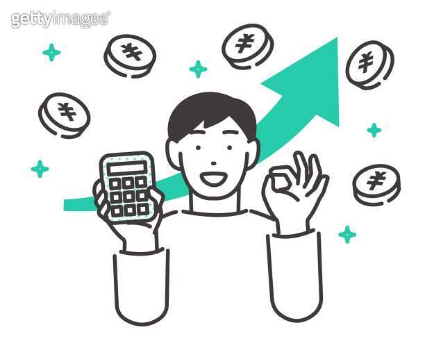 Vector illustration material of a man who made a profit / success ...
