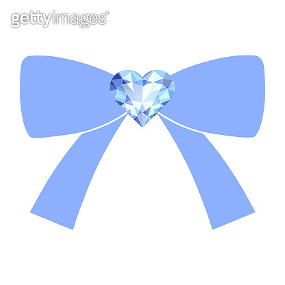 Illustration of a single cute blue ribbon with jewel 이미지 (1454796821 ...