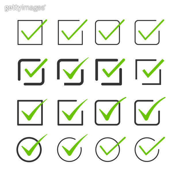Checkmark icon set. Tick or check mark symbol collection. Success, vote ...