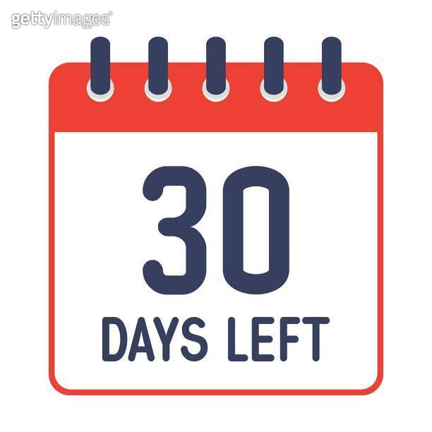 30 days left icon,countdown daily page calendar template vector ...