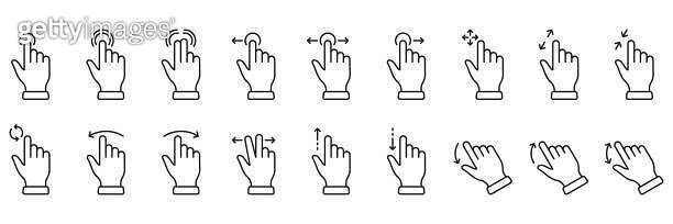 Pinch Screen, Rotate Up Down on Screen Outline Sign. Hand Finger Touch ...