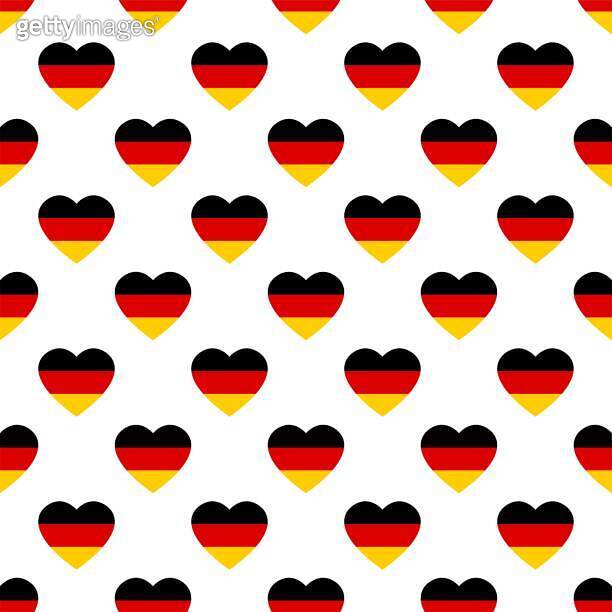 Seamless pattern heart icon with colors of Germany flag.Flat design ...