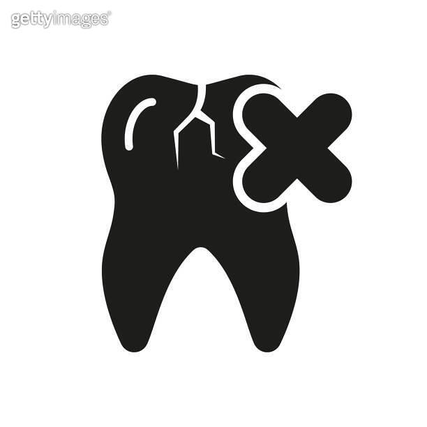 Broken Teeth Problem Silhouette Icon. Oral Medicine. Cracked Tooth ...