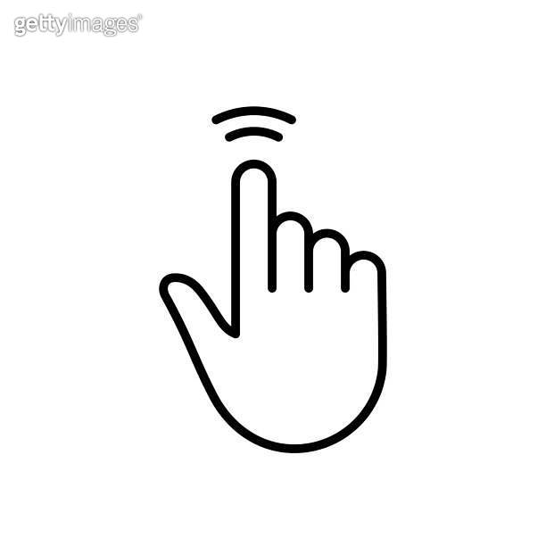 Double Tap Gesture of Computer Mouse. Pointer Finger Black Line Icon ...