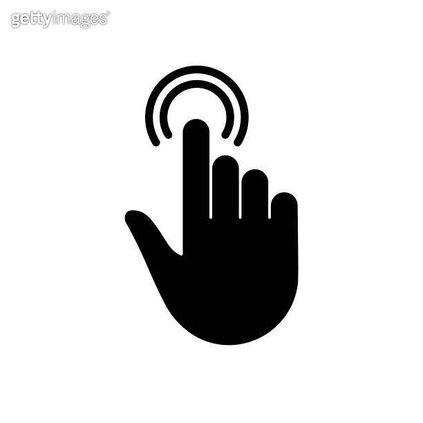 Double Click Gesture, Hand Cursor of Computer Mouse Black Silhouette ...